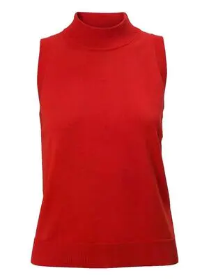 Carolina Herrera Sleeveless Mock Neck Top - Red