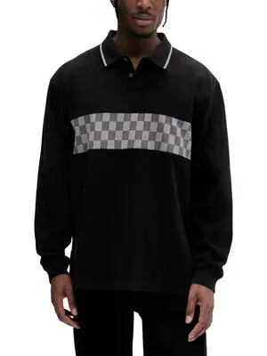 VANS Medford Checkerboard Long-sleeve Polo - Black
