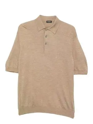 Zegna Short-sleeve Knitted Polo Sweater - Neutrals
