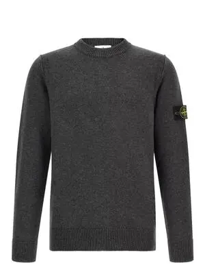 Stone Island Logo Patch Wool Sweater - Grey