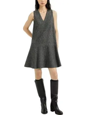 BRUNELLO CUCINELLI Brunello Cucinelli Virgin Wool Donegal Mini Dress With Monili Embellishment
