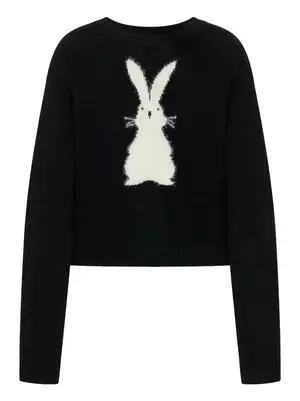 Moschino Wool Sweater With Rabbit Intarsia - Black