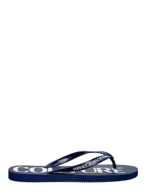 Versace Logo Print Flip Flops - Blue