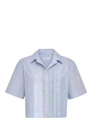DL1961 Carlee Striped Cropped Shirt - White