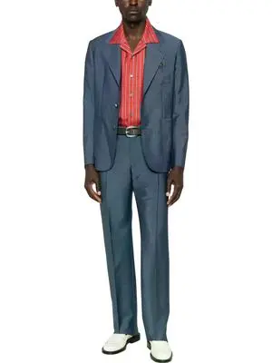 Versace Tailored Wool And Mohair Blend Trousers - Blue