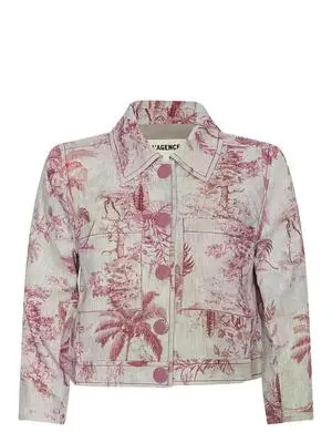 L'Agence L'Agence Eda Cropped Jacket - Jungle Toile Print Neutrals