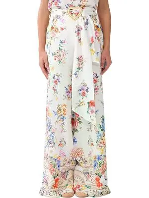 Camilla Belted Palazzo Pants - White