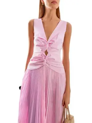 Simkhai Vivianne Midi Dress With V-neck And Cut-out Detailing - Pink