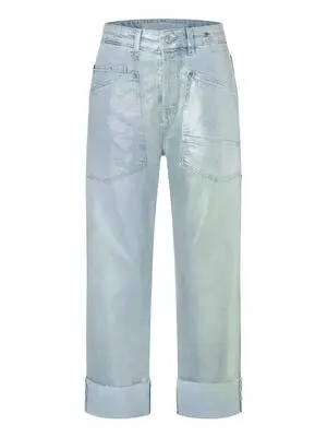MAC JEANS Mac Jeans Cropped Wide-Leg Jeans With Shiny Coating