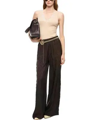 Pinko Silk And Cashmere Blend Vest Top With Lace Neck - Neutrals