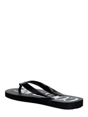 Versace Logo Print Flip Flops - Black
