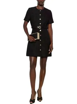 Sandro Belted Button-front Mini Dress - Black