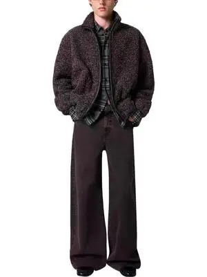 MSGM Logo Patch Bouclé Jacket - Brown