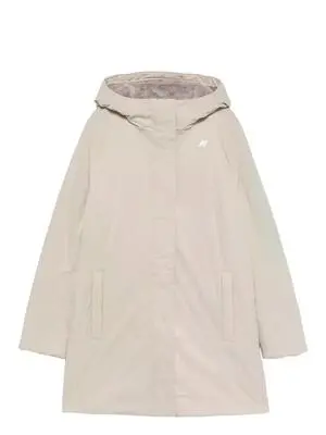 K-WAY Hooded Logo-patch Coat - Neutrals