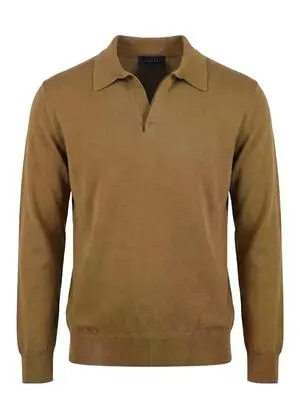 Sease Fine-knit Polo Sweater - Brown