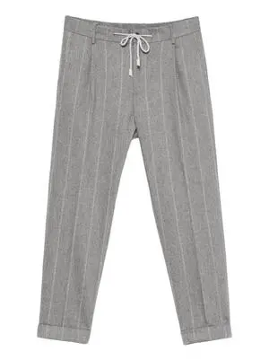 Eleventy Pinstripe Drawstring Waist Trousers - Grey