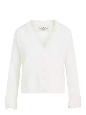 Ermanno Scervino Lace Trim Cashmere Cardigan - White