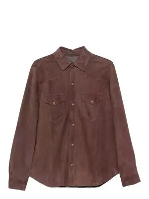 Eleventy Suede Flap-pocket Shirt - Brown