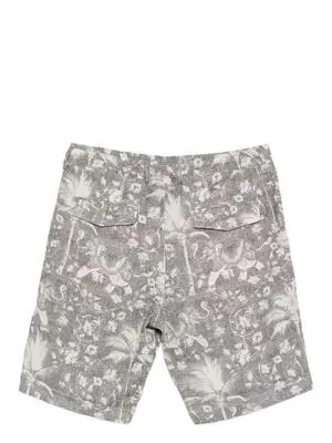 Eleventy Graphic Print Linen Shorts - Black