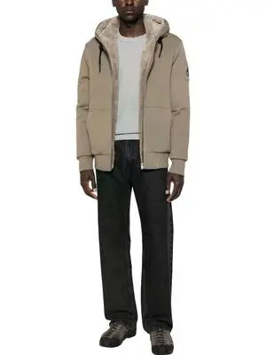 Moose Knuckles Logo Patch Zip-up Hoodie - Neutrals