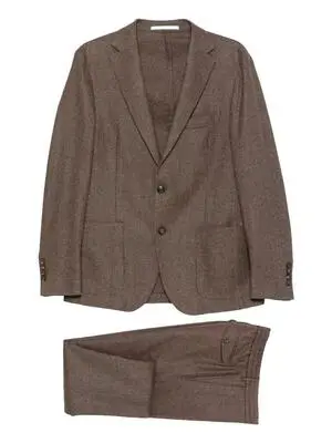 Eleventy Drawstring-waist Notched-lapels Suit - Brown