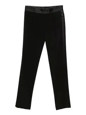 Giorgio Armani Satin-trim Pleated Trousers - Black