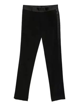 Giorgio Armani Satin-trim Pleated Trousers - Black