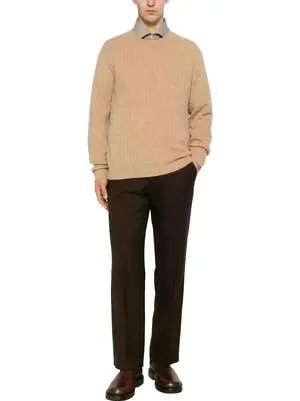 Eleventy Cable Knit Crew Neck Sweater - Neutrals