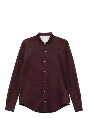 Eleventy Long-sleeve Linen Shirt - Red