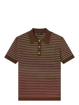 A.p.c. Striped Short-sleeve Polo Shirt - Brown