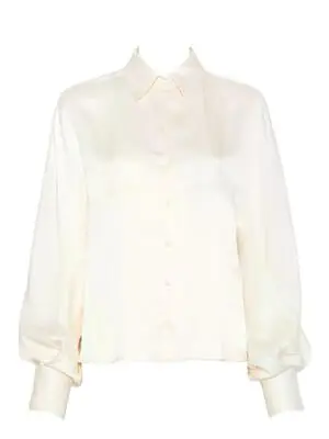 Brunello Cucinelli Balloon-sleeve Silk Shirt - Neutrals