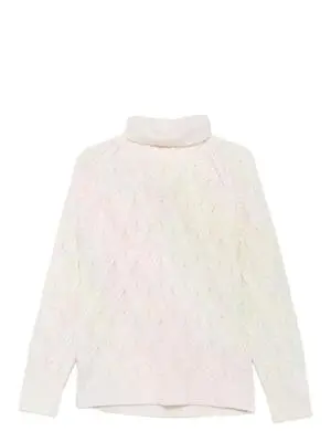 Eleventy Cable Knit Roll Neck Sweater - Neutrals