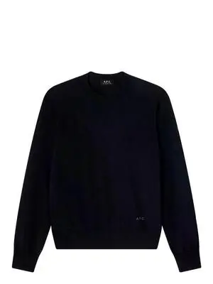 A.p.c. Logo-embroidered Wool Crew Neck Sweater - Blue
