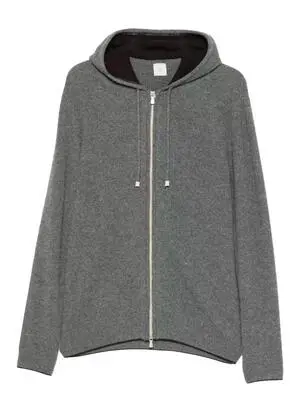 Eleventy Cashmere Zip-up Hooded Cardigan - Grey