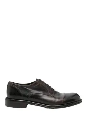 Eleventy Lace-up Leather Derby Shoes - Brown