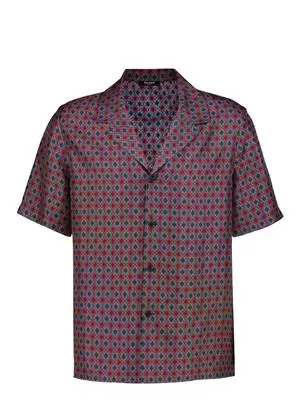 Balmain Geometric-print Silk Shirt - Red
