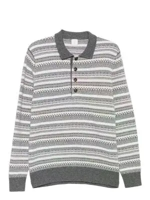 Eleventy Geometric-print Polo Shirt - Grey