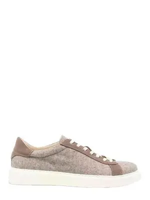 Eleventy Suede-trimmed Panelled Sneakers - Neutrals