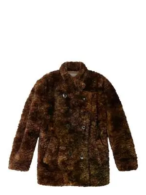 MARANT ETOILE Jya Double-breasted Faux Fur Coat - Brown