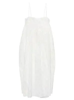 Cecilie Bahnsen Vilma Embroidered Bow Detail Dress - White