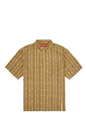 Supreme Old English Stripe Silk Short Sleeve Shirt Yellow