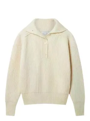 Stella McCartney Ribbed Knit Spread Collar Sweater - Neutrals