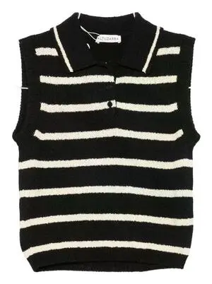 Altuzarra Striped Sleeveless Polo Top - Black