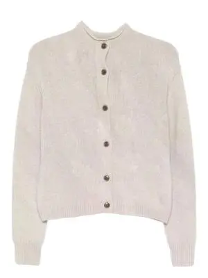 LISA YANG Crew Neck Cardigan - Neutrals