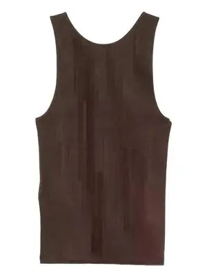 Saint Laurent Saint Laurent Ribbed-Knit Tank Top Brown