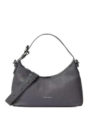 COCCINELLE Grained Leather Shoulder Bag - Grey