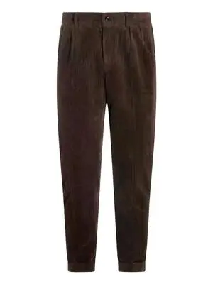 04651 / A TRIP IN A BAG Pleated Corduroy Trousers - Brown