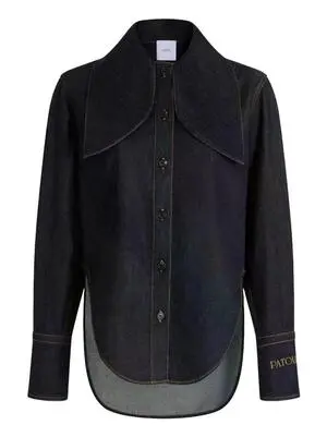 PATOU Denim Bow Collar Shirt - Blue