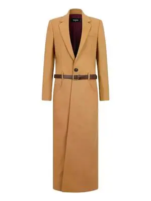 Dsquared2 Wool Felt Belted Coat - Neutrals