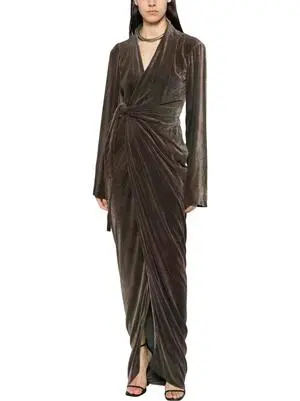 Rick Owens Draped Velvet Maxi Dress - Grey